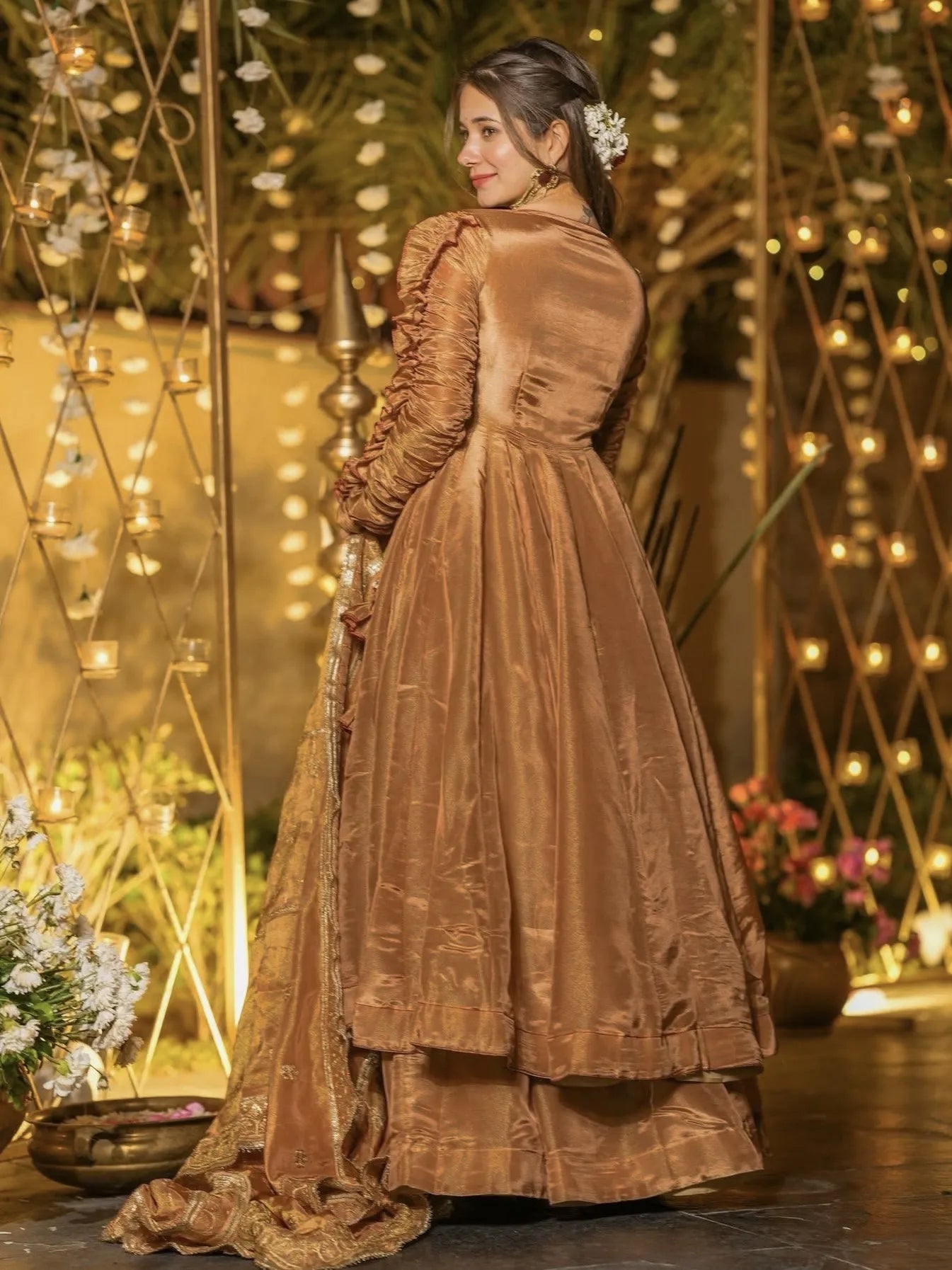 Copper Embroidered Fendy Silk Anarkali Suit – RENWICH